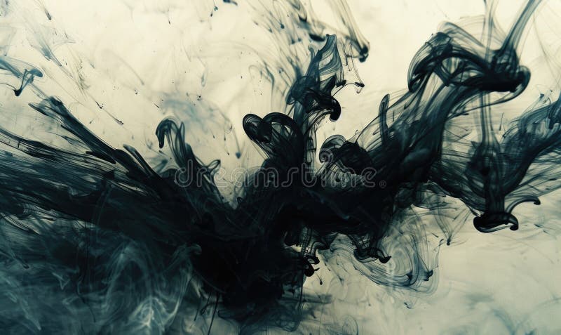 Ink Explosion, Black Tendrils Spreading on White Background Stock Image ...