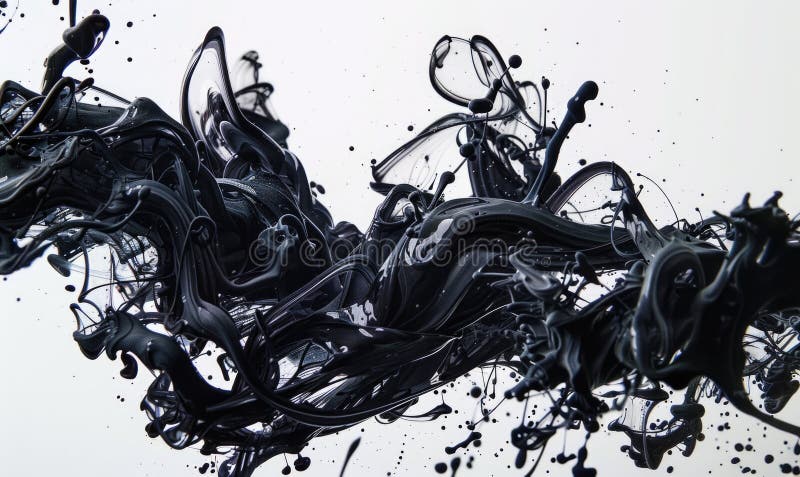 Ink Explosion, Black Tendrils Spreading on White Background Stock Image ...