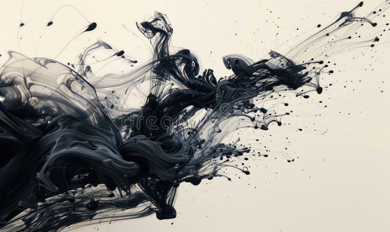 Ink Explosion, Black Tendrils Spreading on White Background Stock Photo ...