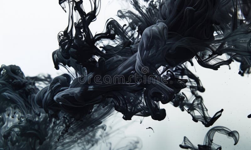 Ink Explosion, Black Tendrils Spreading on White Background Stock Image ...