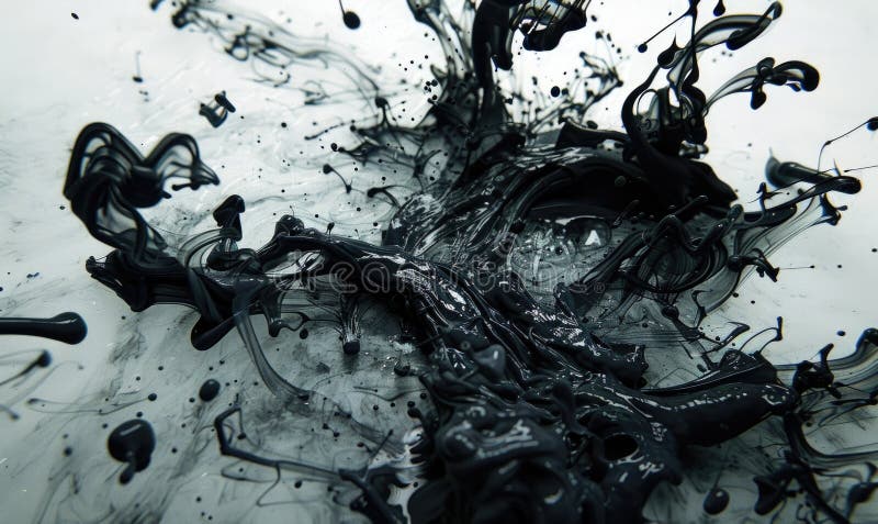 Ink Explosion, Black Tendrils Spreading on White Background Stock Photo ...