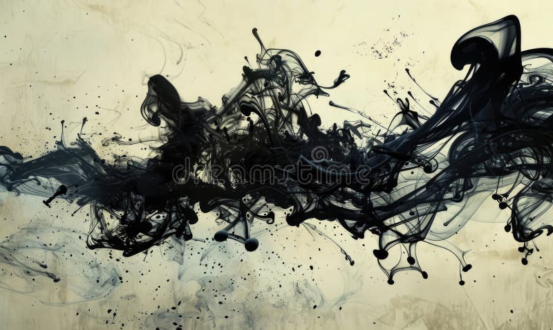 Ink Explosion, Black Tendrils Spreading on White Background Stock Photo ...