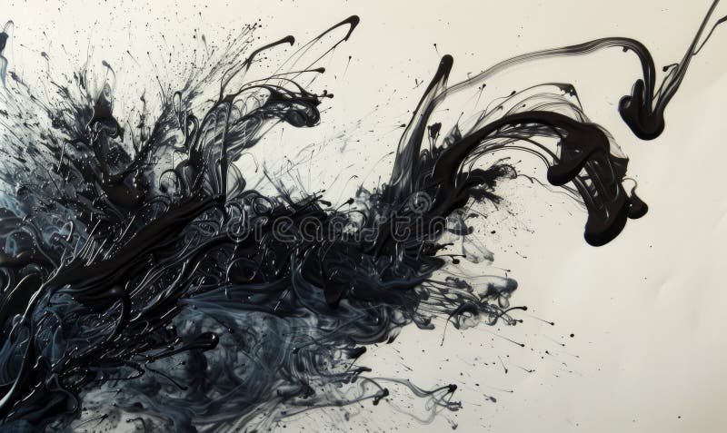Ink Explosion, Black Tendrils Spreading on White Background Stock Photo ...