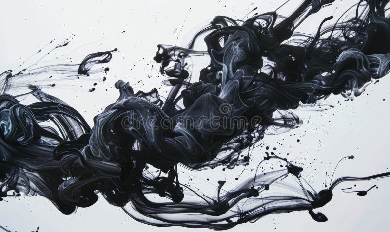 Ink Explosion, Black Tendrils Spreading on White Background Stock Image ...