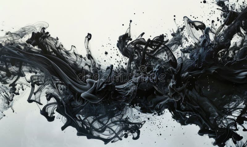 Ink Explosion, Black Tendrils Spreading on White Background Stock Image ...
