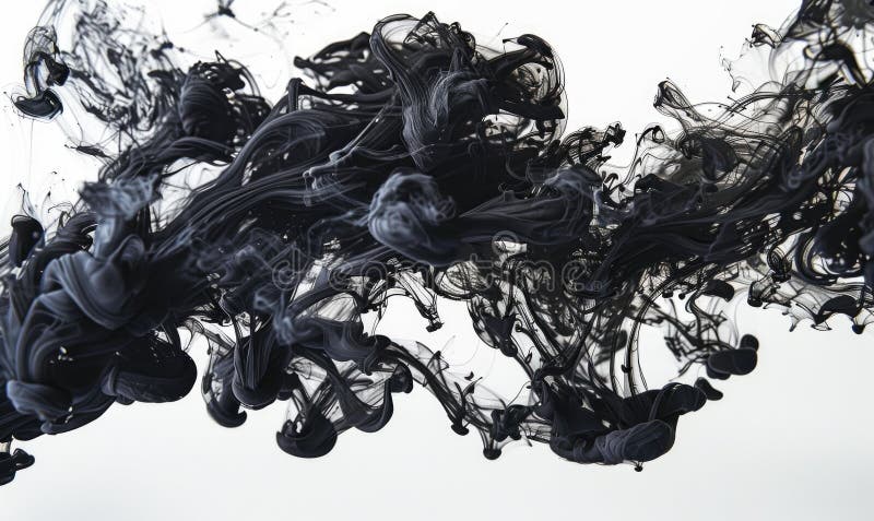 Ink Explosion, Black Tendrils Spreading on White Background Stock Image ...