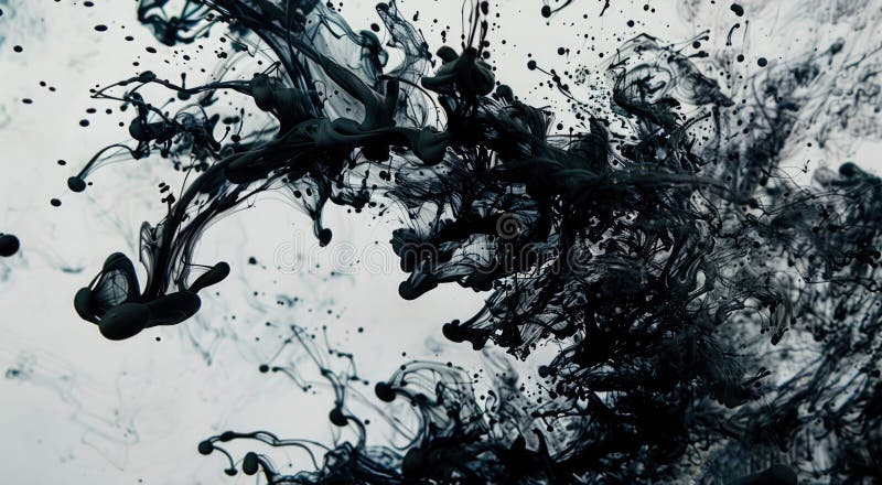 Ink Explosion, Black Tendrils Spreading on White Background Stock Image ...