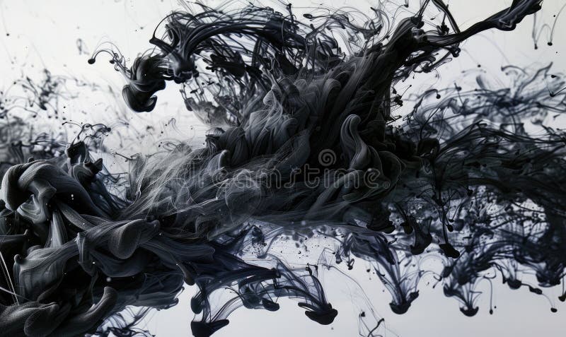 Ink Explosion, Black Tendrils Spreading on White Background Stock Photo ...
