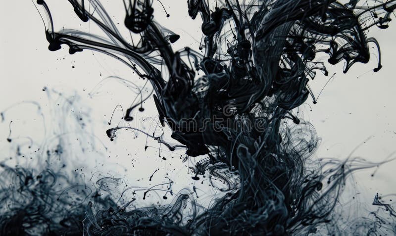 Ink Explosion, Black Tendrils Spreading on White Background Stock Photo ...