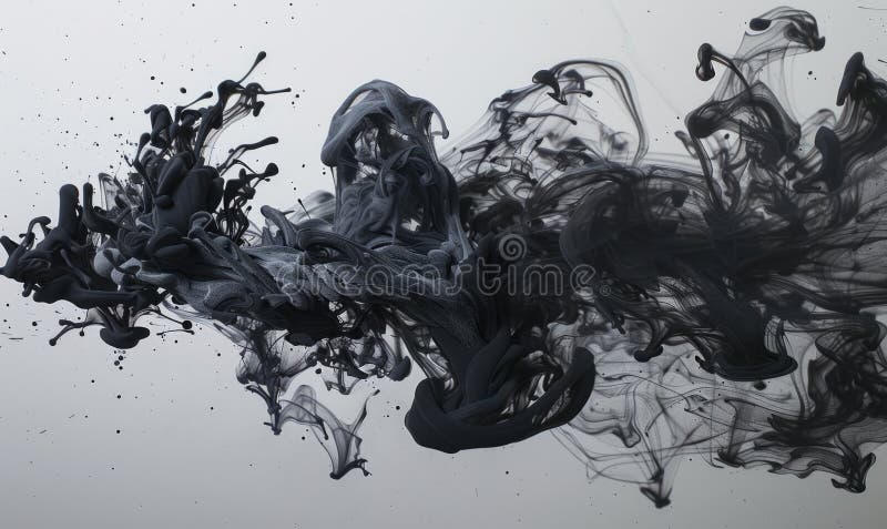 Ink Explosion, Black Tendrils Spreading on White Background Stock Photo ...