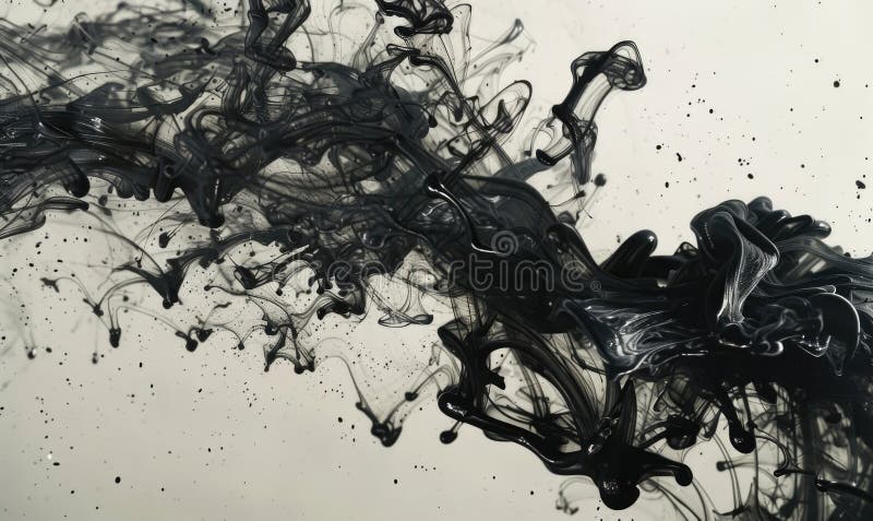 Ink Explosion, Black Tendrils Spreading on White Background Stock Image ...