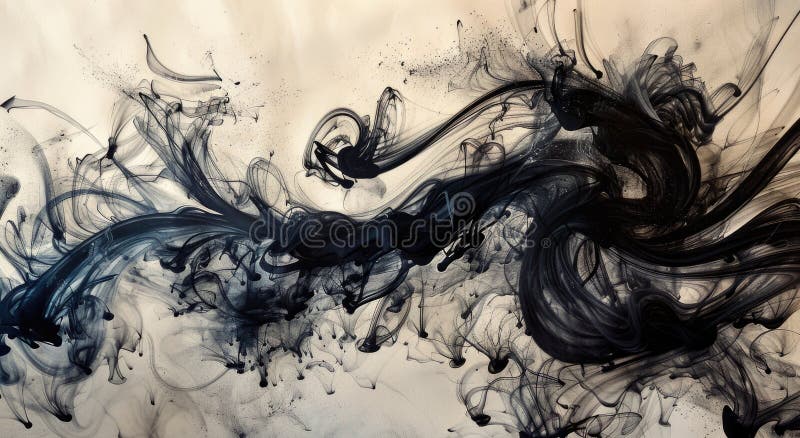 Ink Explosion, Black Tendrils Spreading on White Background Stock Image ...