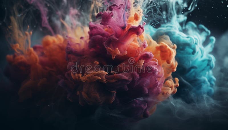 Ink Explosion Creates Vibrant Underwater Fantasy Generated by AI Stock ...
