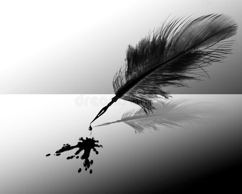 Ink and feather stock illustration. Illustration of blob - 7563967