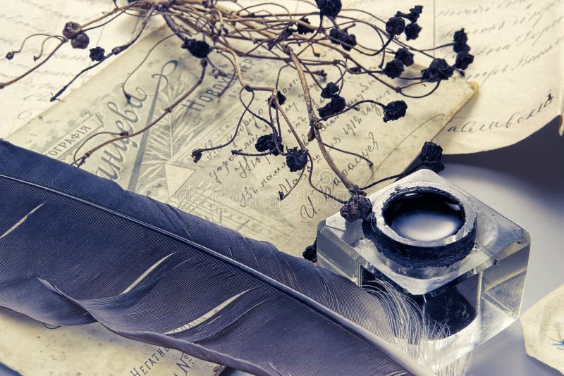 Ink and feather pen stock image. Image of literary, form - 2167125