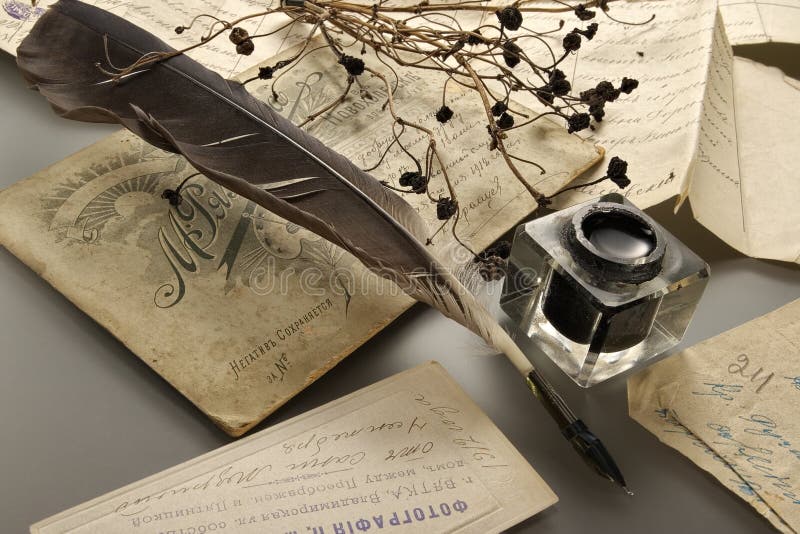 Ink and feather pen stock image. Image of handwriting - 2167133