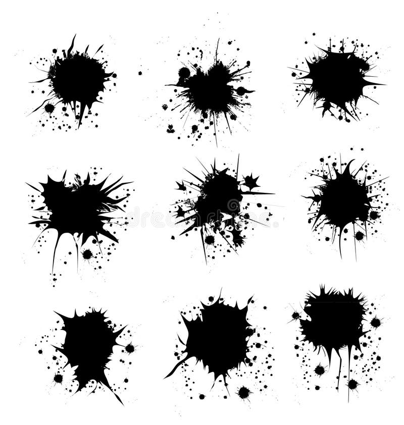 Set of Grunge Splash Vector 12 Stock Vector - Illustration of ...