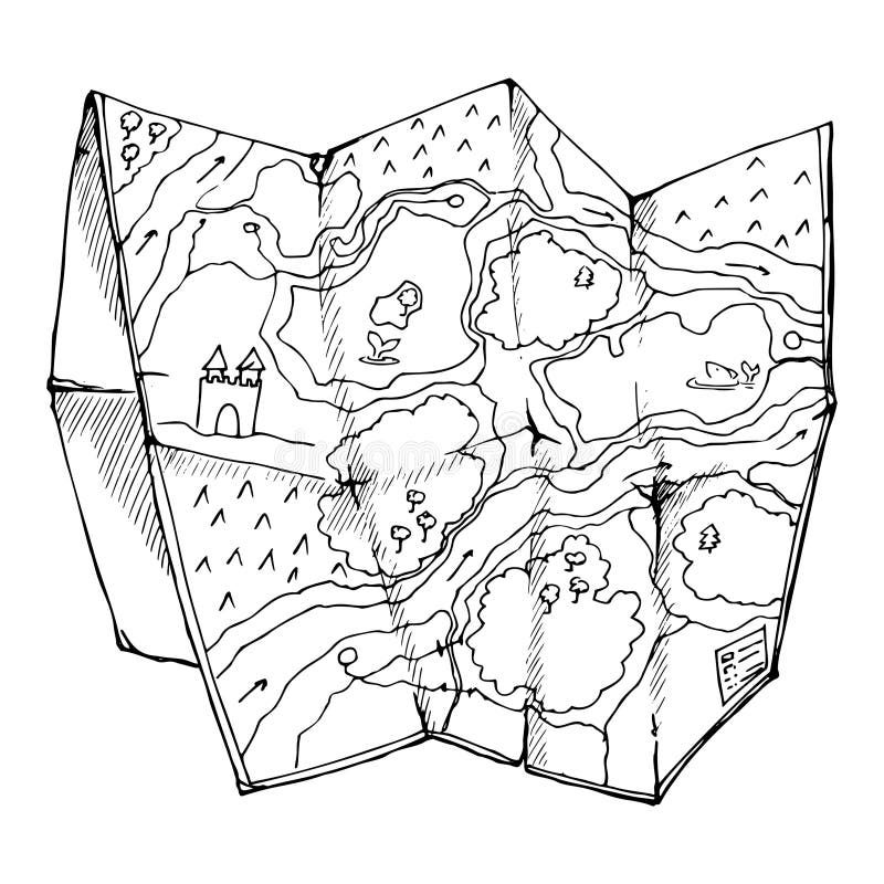 Ink Hand Drawn Vector Graphic Sketch of Isolated Object. Unfolded Paper ...