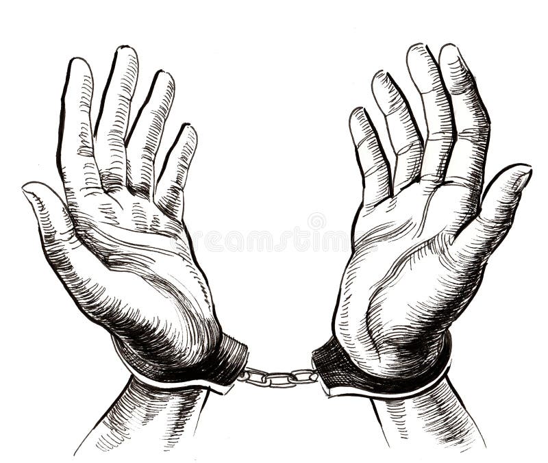 Hands in handcuffs stock illustration. Illustration of police - 100164441