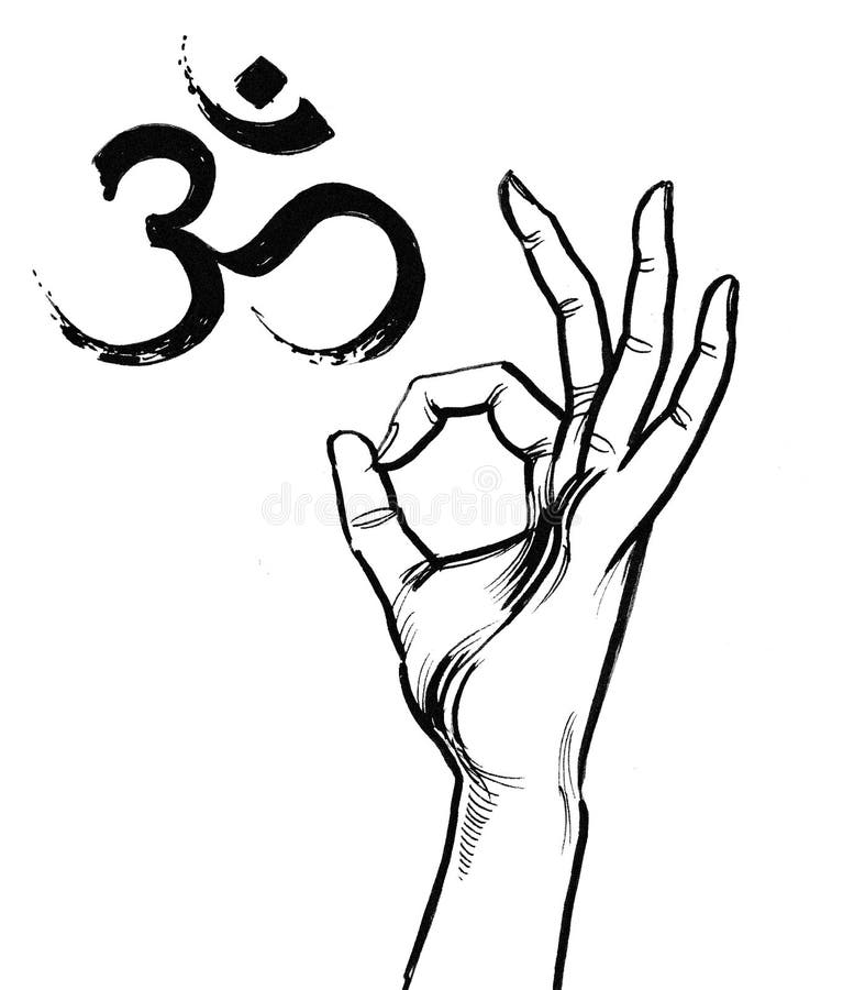 Aum sign stock illustration. Illustration of hand, gesture - 101442654