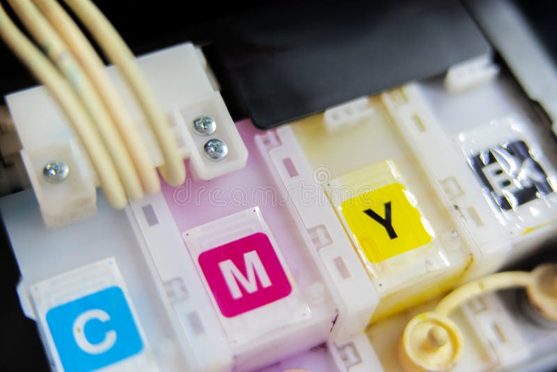 Ink Jet Printer Ink Tank for Refill Stock Image - Image of plastic ...