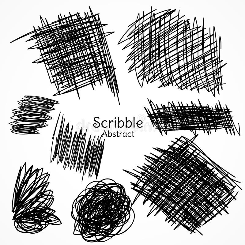 Messy Scribble Lines Set in Many Shapes Stock Vector - Illustration of ...