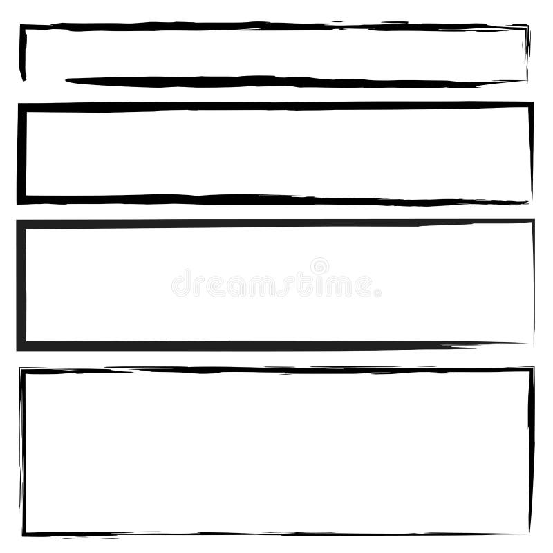 Ink Long Rectangle Frames Set. Abstract Element. Doodle Grunge Style ...