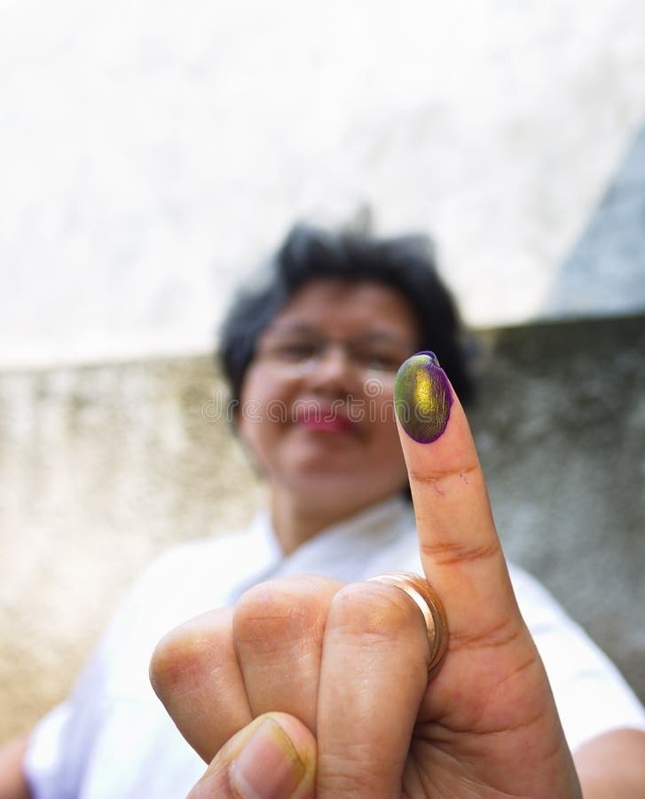 Woman with Ink Marked Finger Stock Image - Image of ring, finger: 42774047
