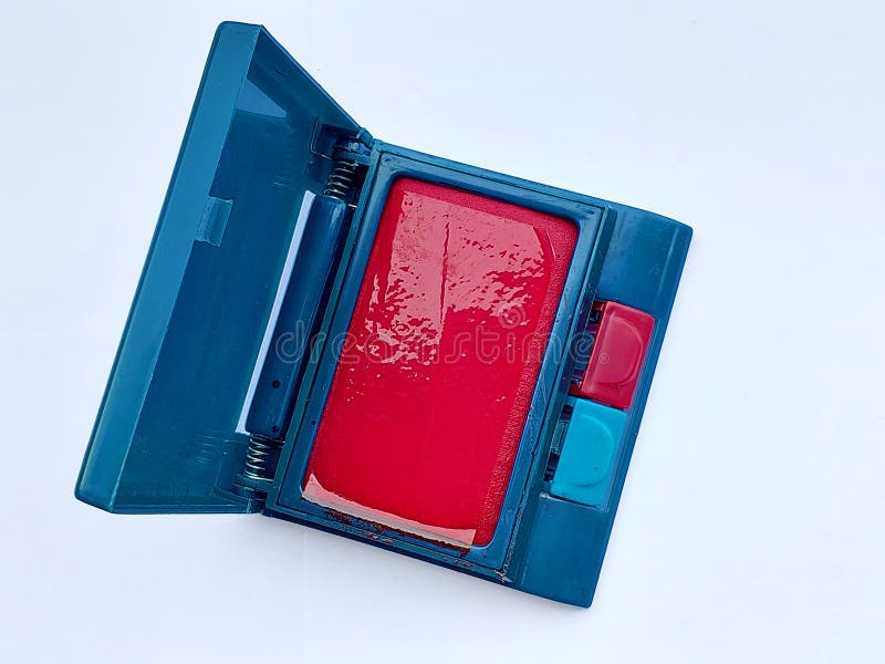 Ink Pad. Two Color Stamp Pad, Blue and Red on White Background Stock ...