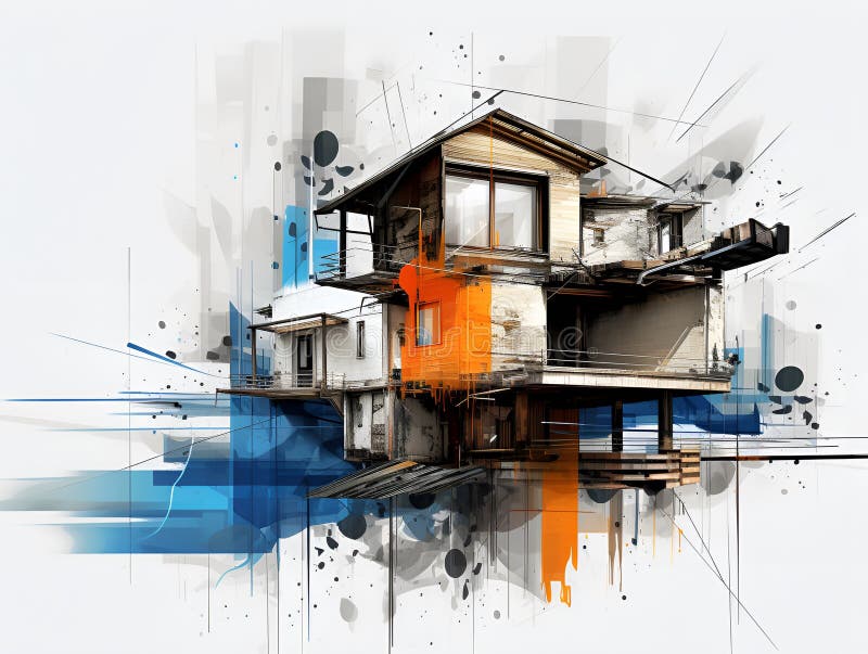 Ink Paint Colorful House Construction Abstract Generative Ai Stock ...