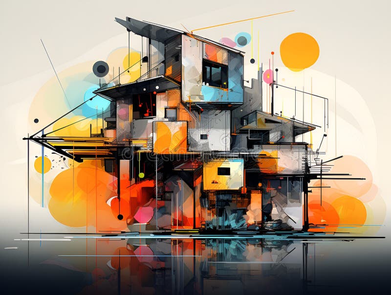 Ink Paint Colorful House Construction Abstract Generative Ai Stock ...