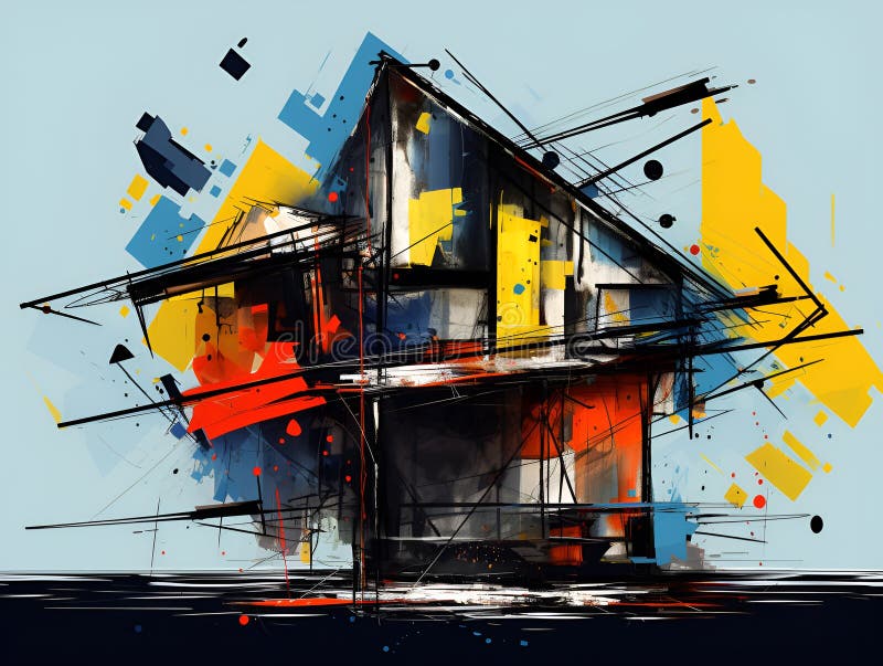 Ink Paint Colorful House Construction Abstract Generative Ai Stock ...