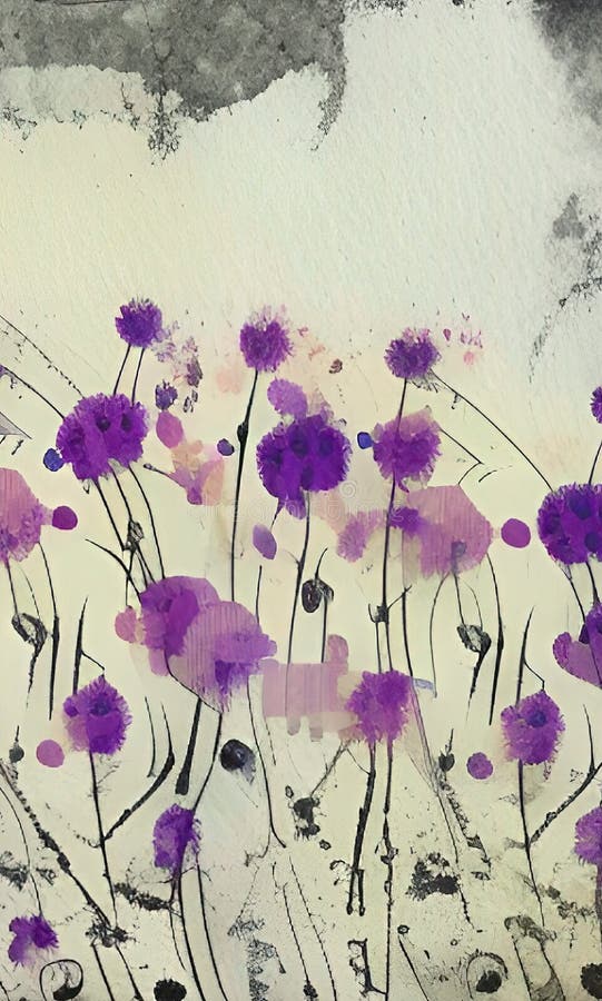 Ink painting wild flowers stock illustration. Illustration of abstract ...