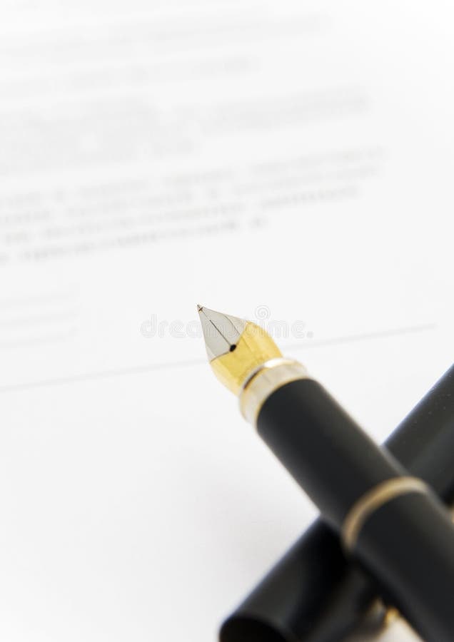 Ink pen on the paper stock image. Image of contract, document - 7115583