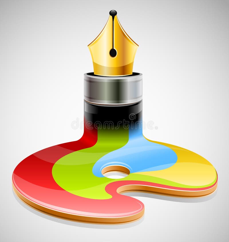 Ink Pen As Symbol of Visual Art Stock Vector - Illustration of colour ...