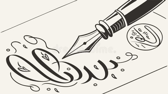 Ink Pen Calligraphy Writing, Artistic Script and Traditional Craft ...