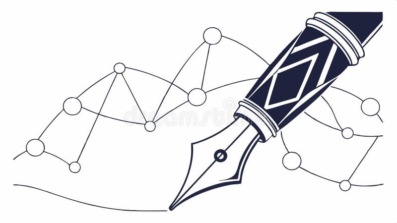 Ink Pen with Geometric Lines, Modern Writing Tool Vector Design ...