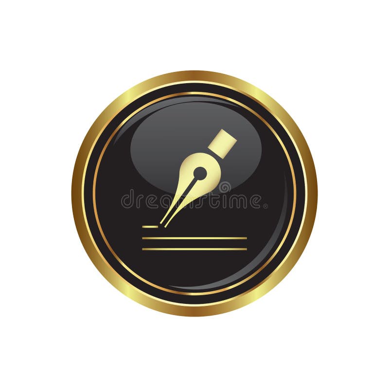 Ink pen icon on button stock illustration. Illustration of isolated ...