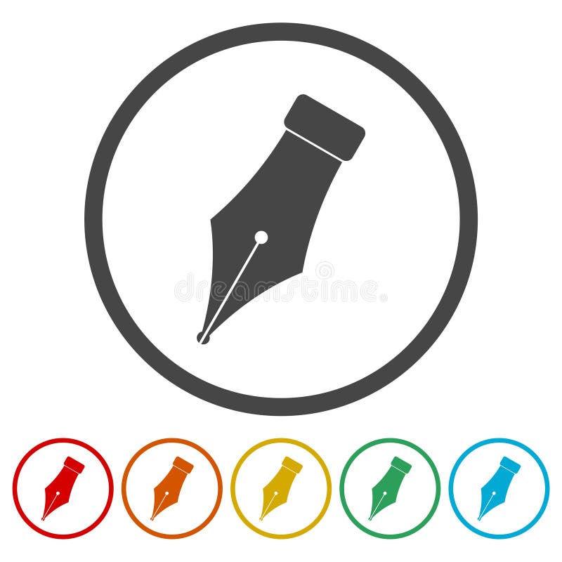 Ink pen Icons set stock vector. Illustration of spill - 140605421