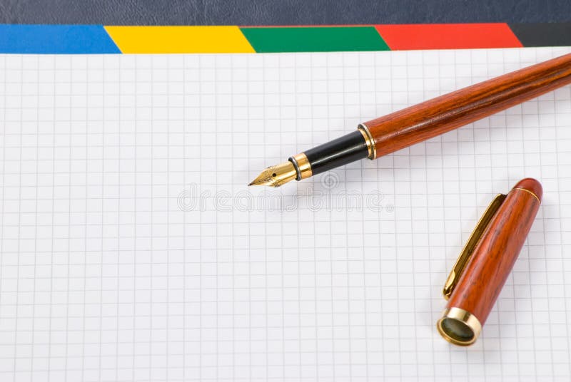 Ink pen on notebook stock image. Image of organizer, open - 8460777