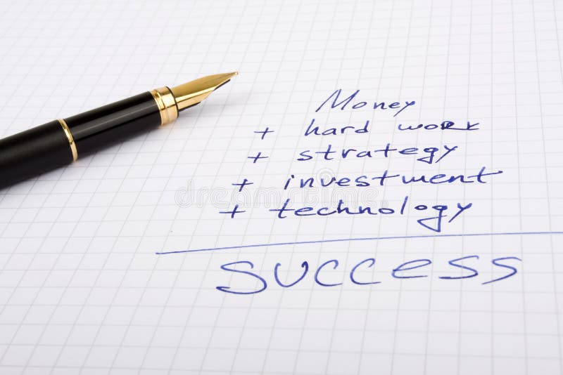 Ink Pen on the Paper with Business Quotes Stock Image - Image of golden ...