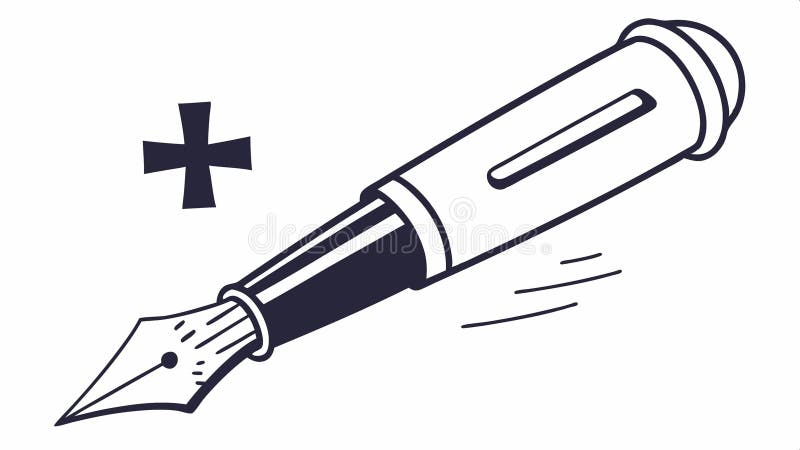 Ink Pen with Plus Sign, Create Icon for Writing and Addition Themes ...