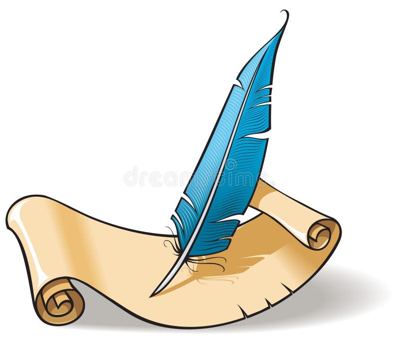 Ink-pen with scroll stock vector. Illustration of inkwell - 7927873