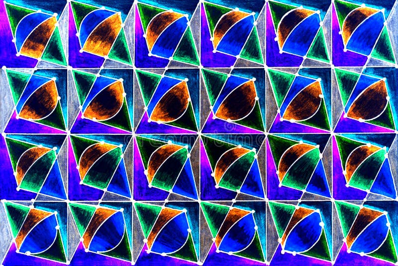 Squares.curves and Points Pattern Drawing. Stock Illustration ...