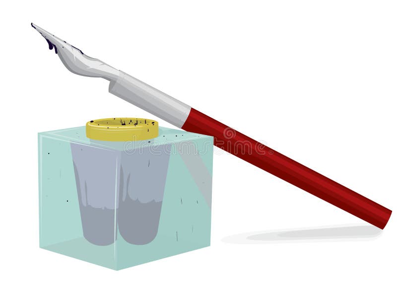 Ink-pot and pen stock vector. Illustration of inkstand - 67823080