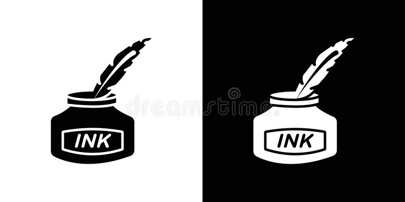 Ink and Quill Icon Isolated Flat Vector in Outline Stock Vector ...