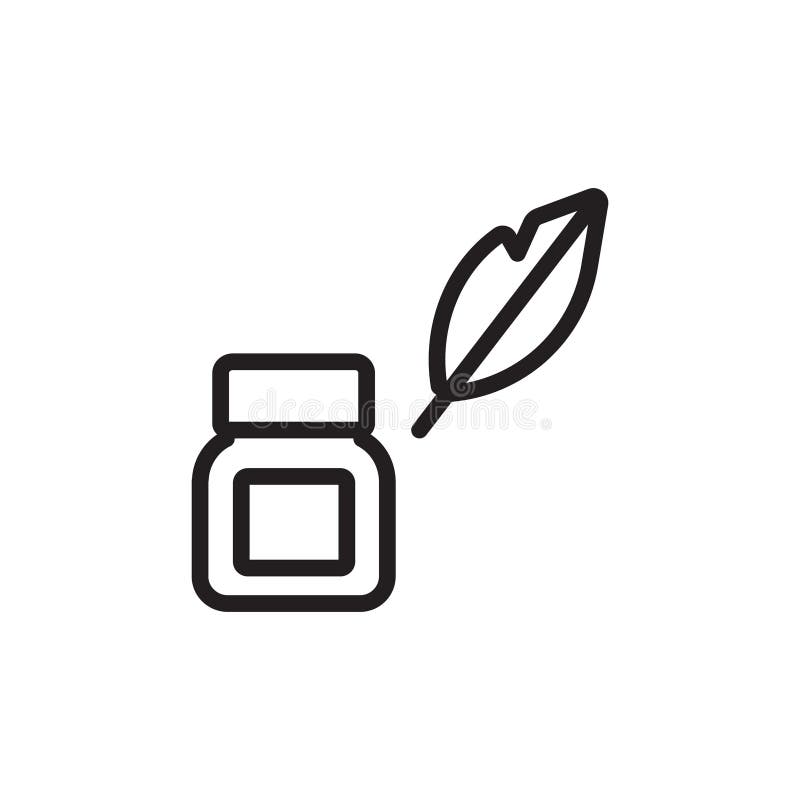 Ink and Quill Icon Outline Vector for Web Ui Stock Vector ...
