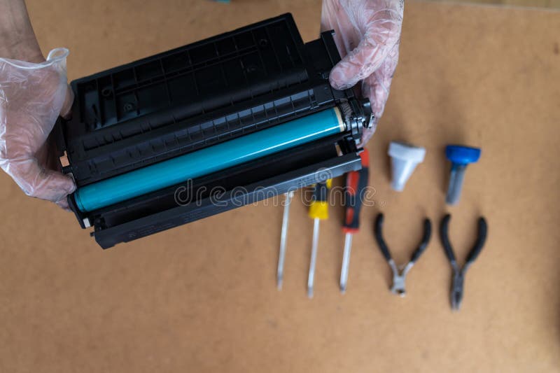 Printer Service Concept. Disassembly of the Printer Cartridge for Its Maintenance and Refilling ...