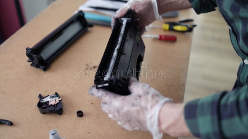 Printer Maintenance: Connecting Color Tubes To Cartridge Stock Footage ...