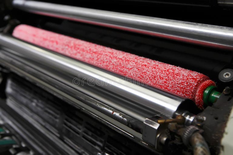 Ink Rollers on Offset Printing Machine Stock Photo - Image of printing ...